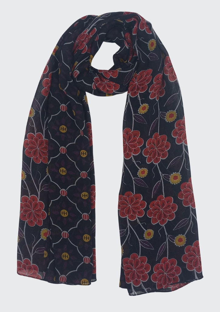 Half & Half Geometric Panels Scarf (SE-2936_Black) – Vivante By VSA