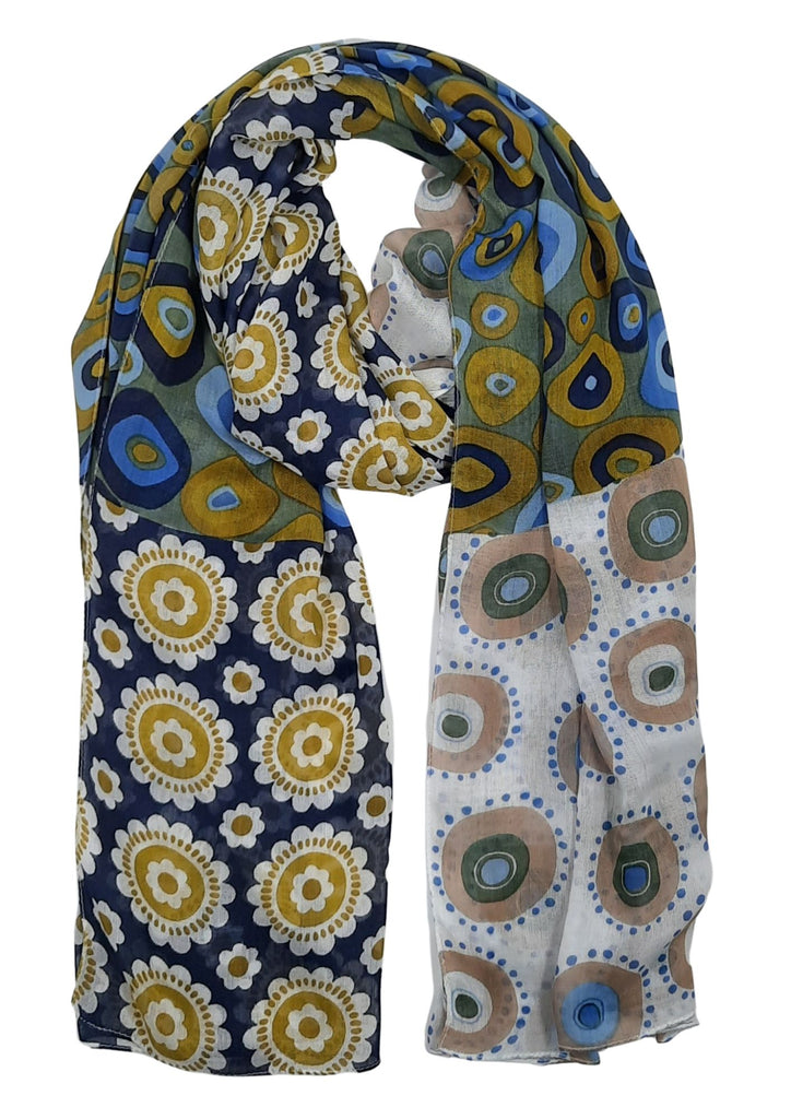 Horizontal Geometric Panels Scarf (SE-2679_Green) – Vivante By VSA