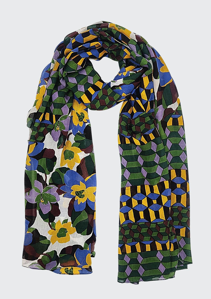 Bias Flower Scarf (SE-2545_Blue) – Vivante By VSA